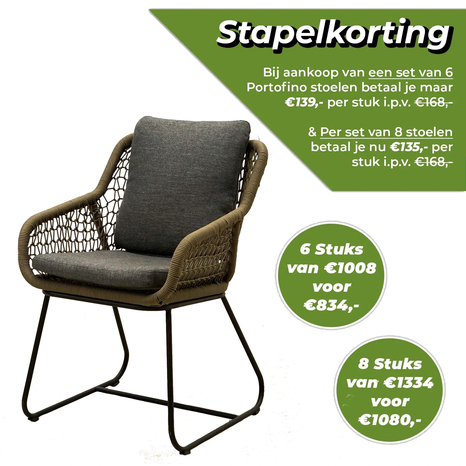 Dining Tuinstoel Portofino Olijf Groen Touw Stoel Buiten Tuin Vita ...