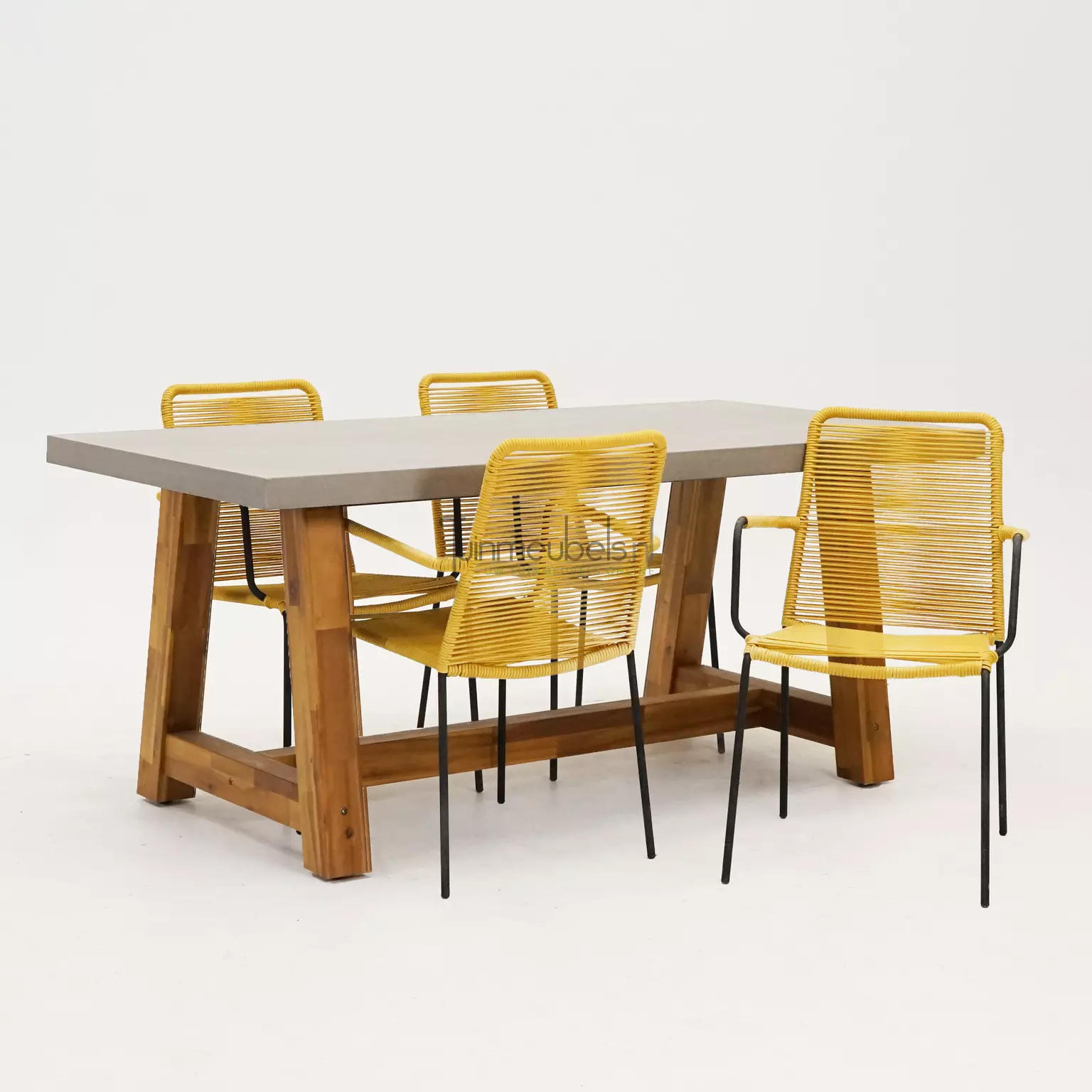 Tuinstoel Vita Luxor geel met Veltis tafel 180 cm - Tuinmeubels.nl